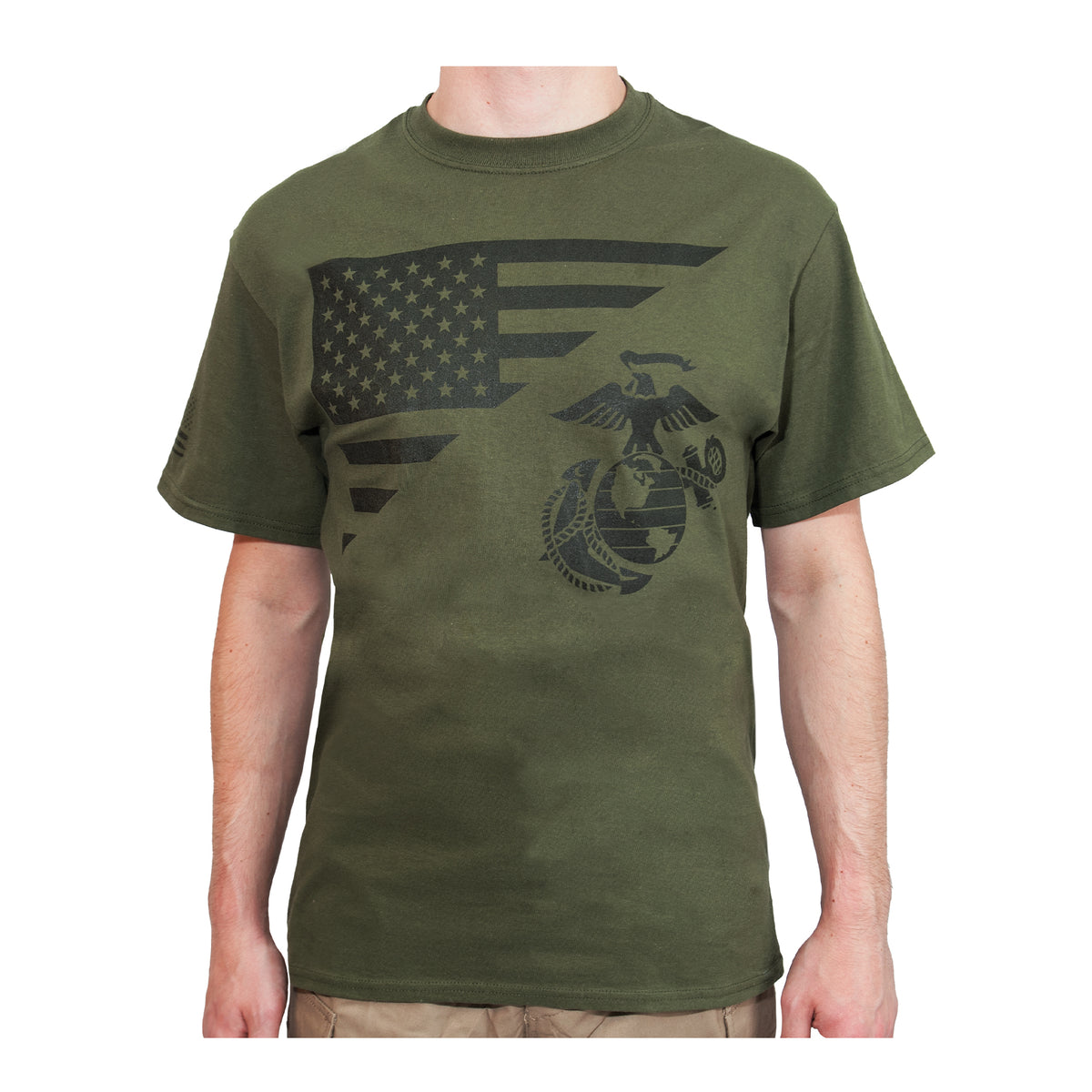 US Flag / USMC Eagle Globe & Anchor Graphic T-Shirts – Iceberg Army Navy